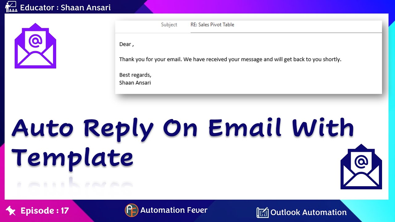 Auto Reply On Email With Template | Advanced VBA in Hindi - YouTube