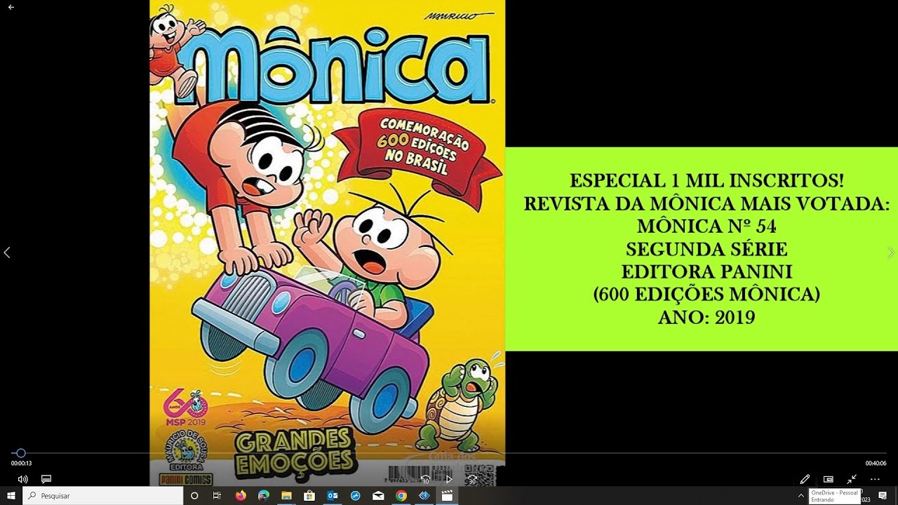 ESPECIAL 1 MIL INSCRITOS -GIBI DA COLEÇÃO MÔNICA Nº 54 - 2ª SÉRIE ED ...