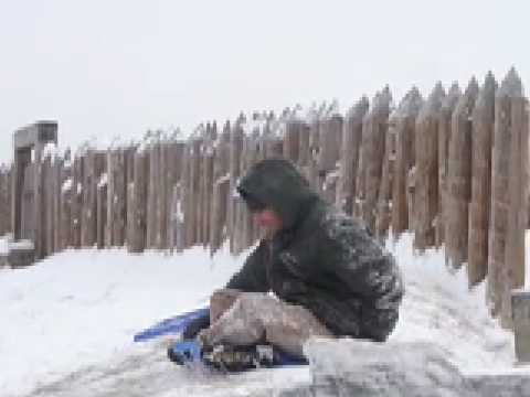 Pedro sledding at Fort Meigs - YouTube