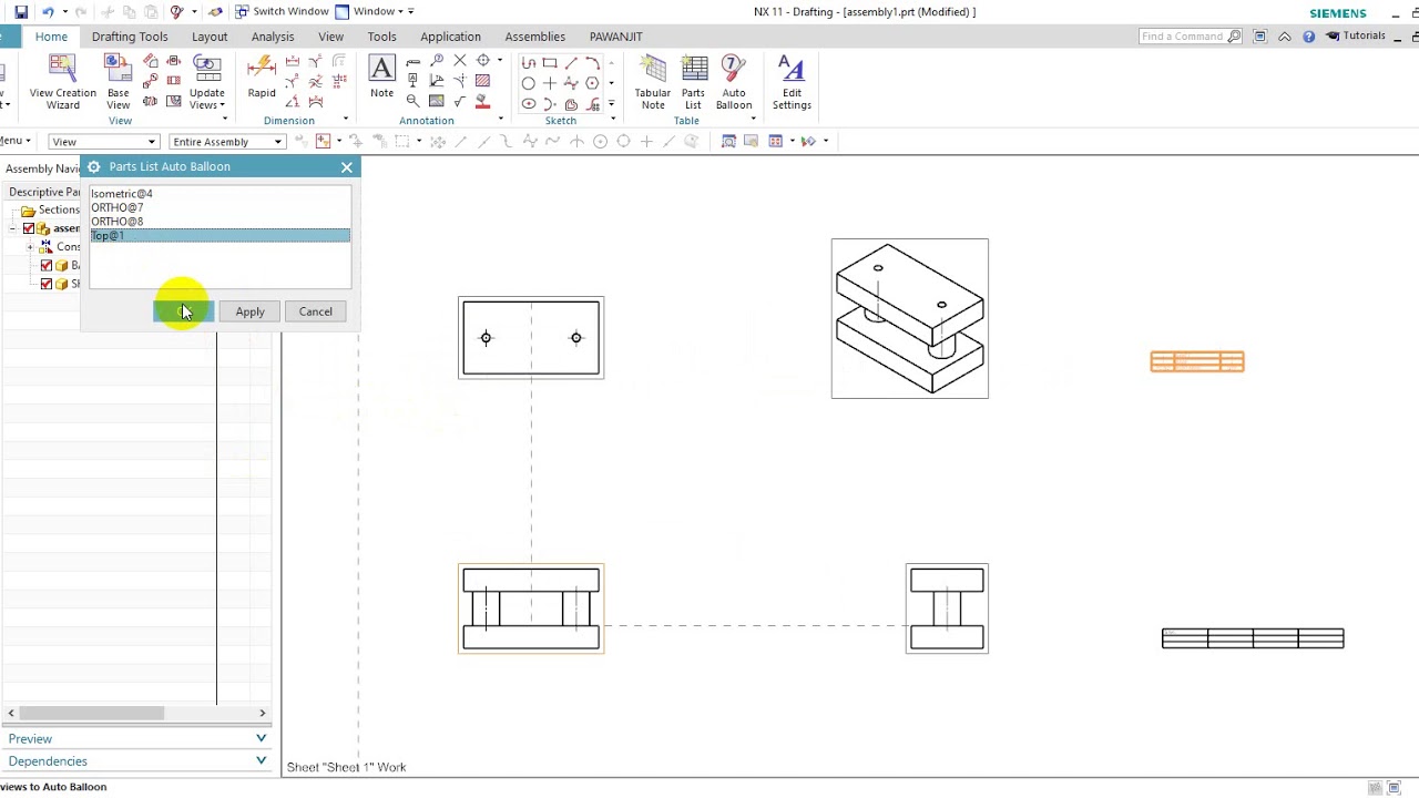 Table in NX CAD - YouTube