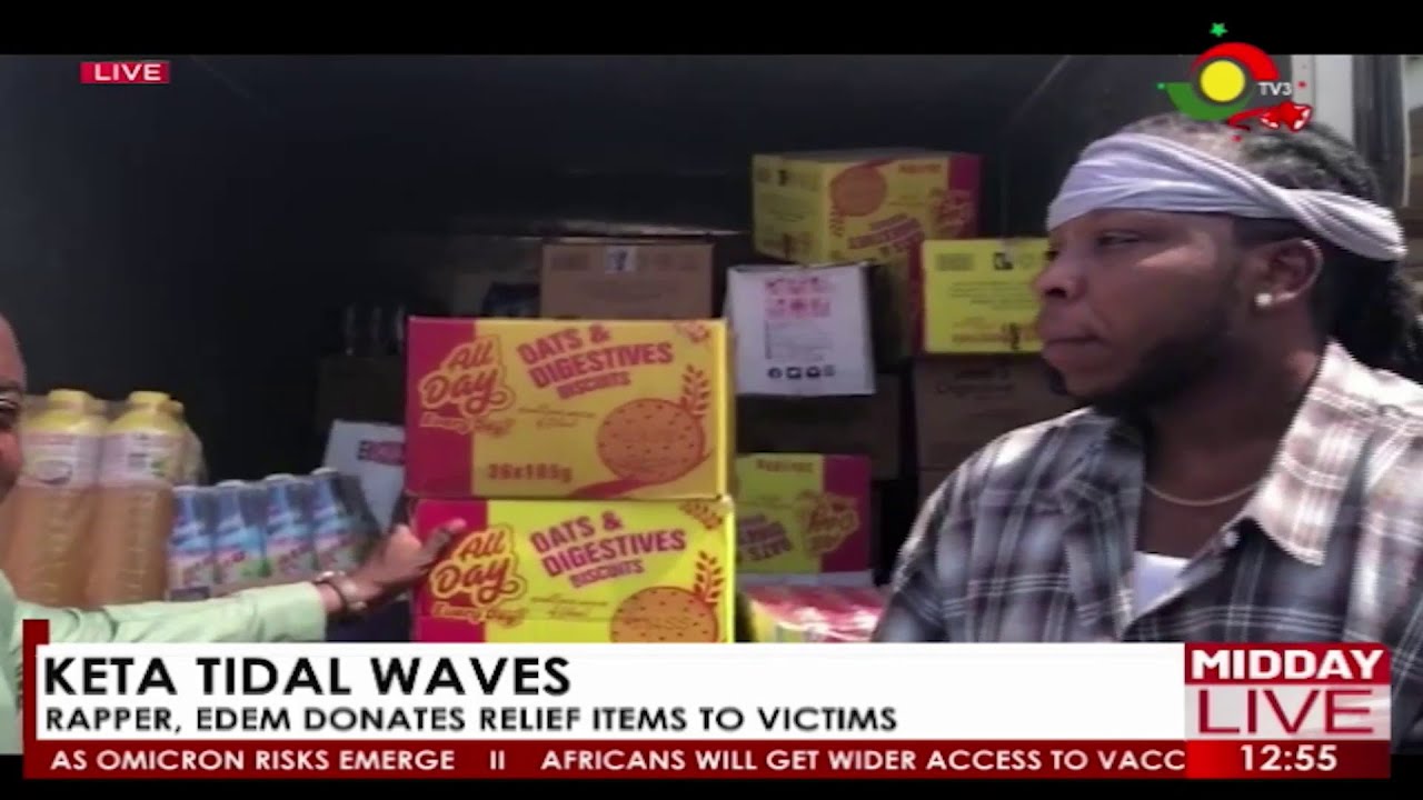 Keta Tidal Wave: Rapper Edem Donates Relief Items To Victims - YouTube
