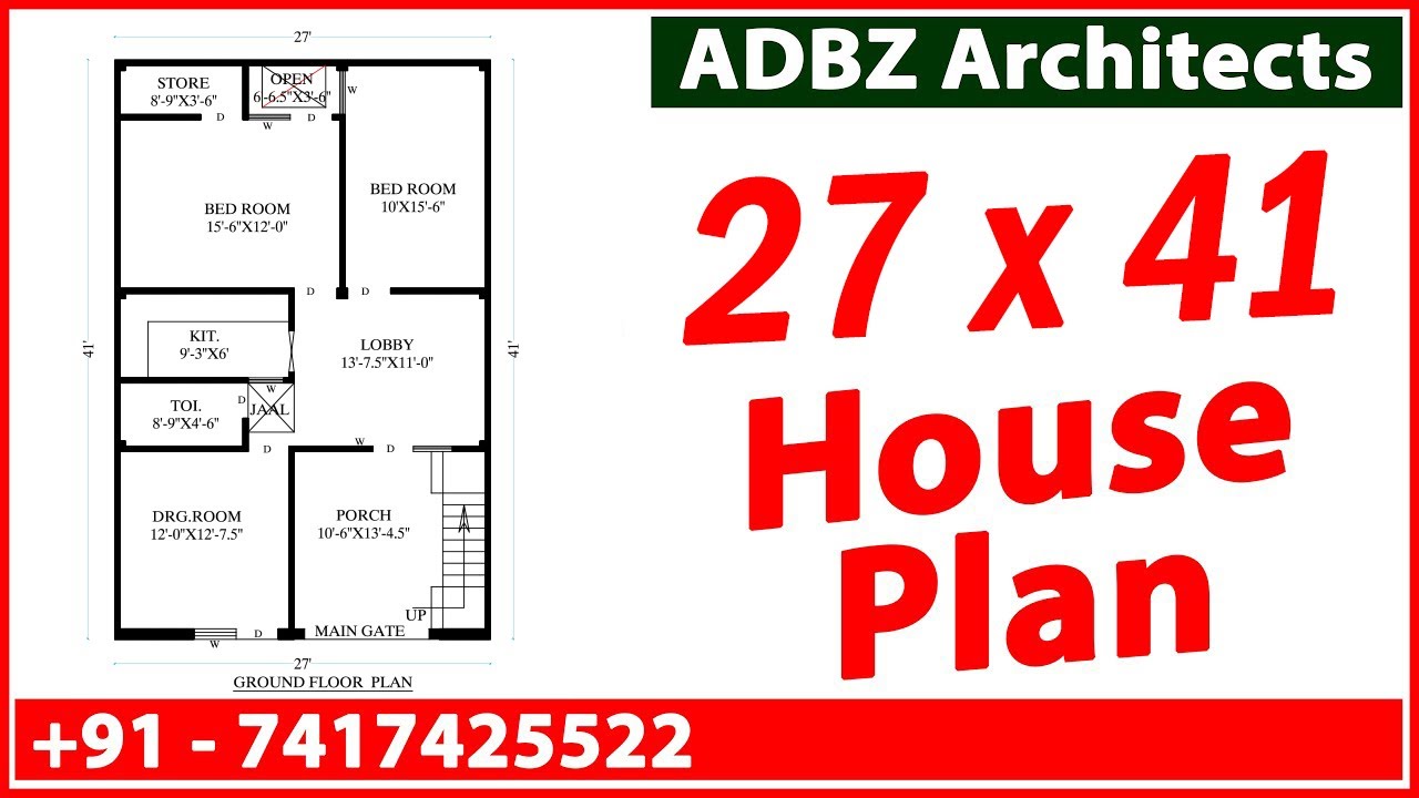 27 X 41 House Plan | 2BHK Set | House Design | ADBZ Architects - YouTube