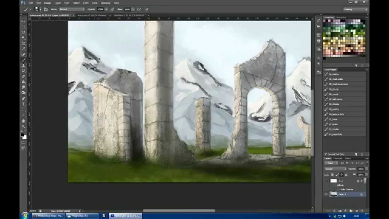 Concept art - Ruins landscape - Photoshop timelapse - YouTube