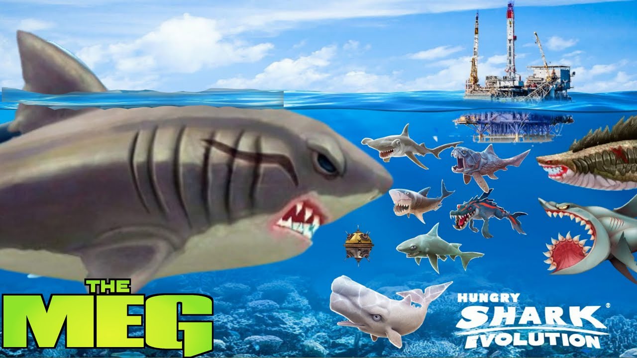 Giant The Meg vs All 27 Hungry Sharks - Hungry Shark Evolution Update ...