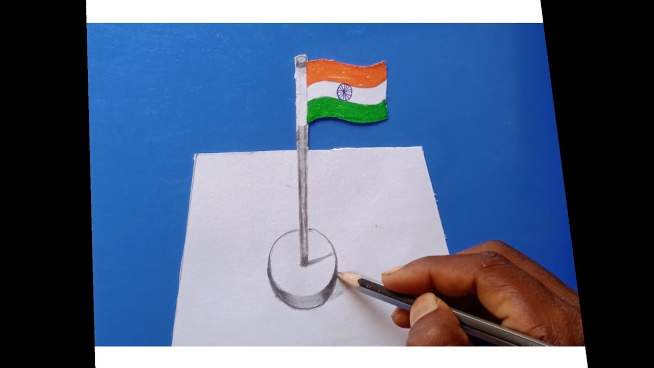 3D Indian flag drawing || step by step - YouTube