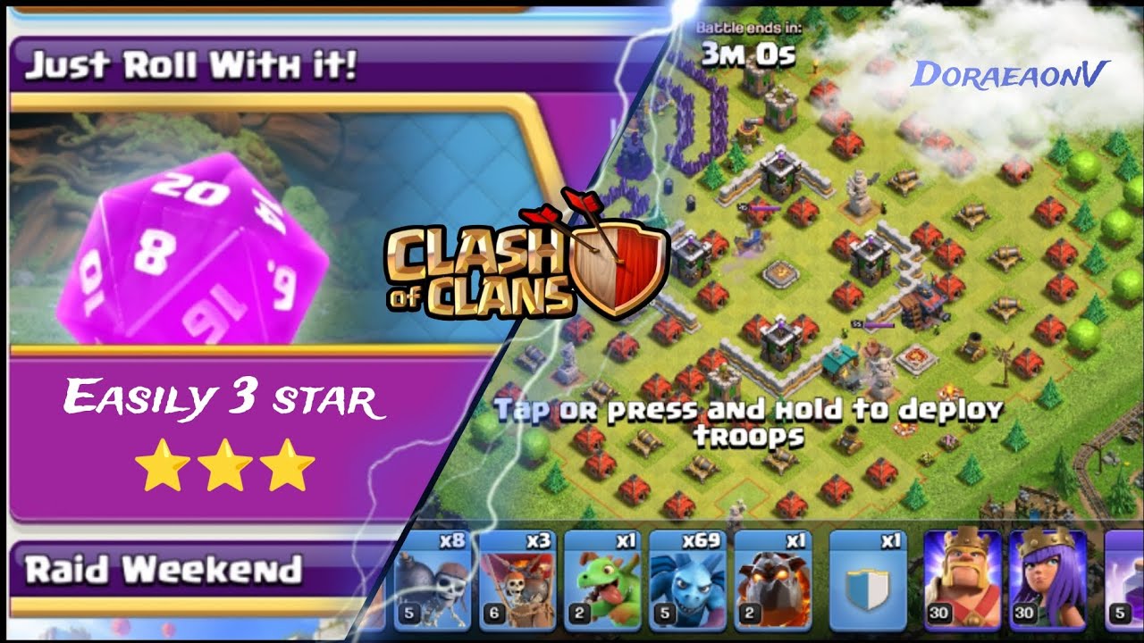 easiest way to 3 star Just Roll With it! challenge - clash of clans ...