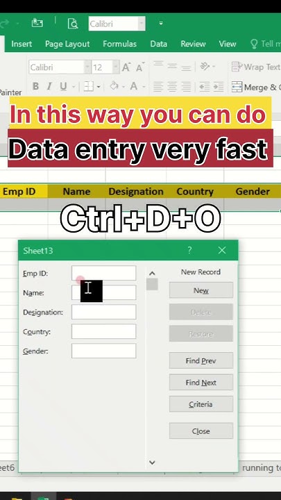 How To Create A Data Entry Form In Excel Exceltutorial Dataentry Shorts Youtube