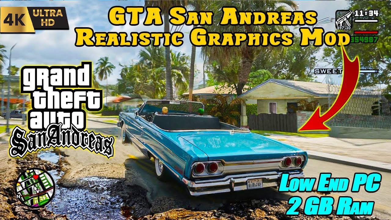 GTA San Andreas *Realistic Graphics Mod* For Low End PC (2GB RAM ...