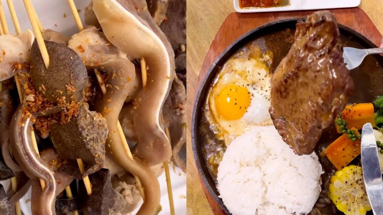 Steak rice Steel plate recipe and snack street food - YouTube