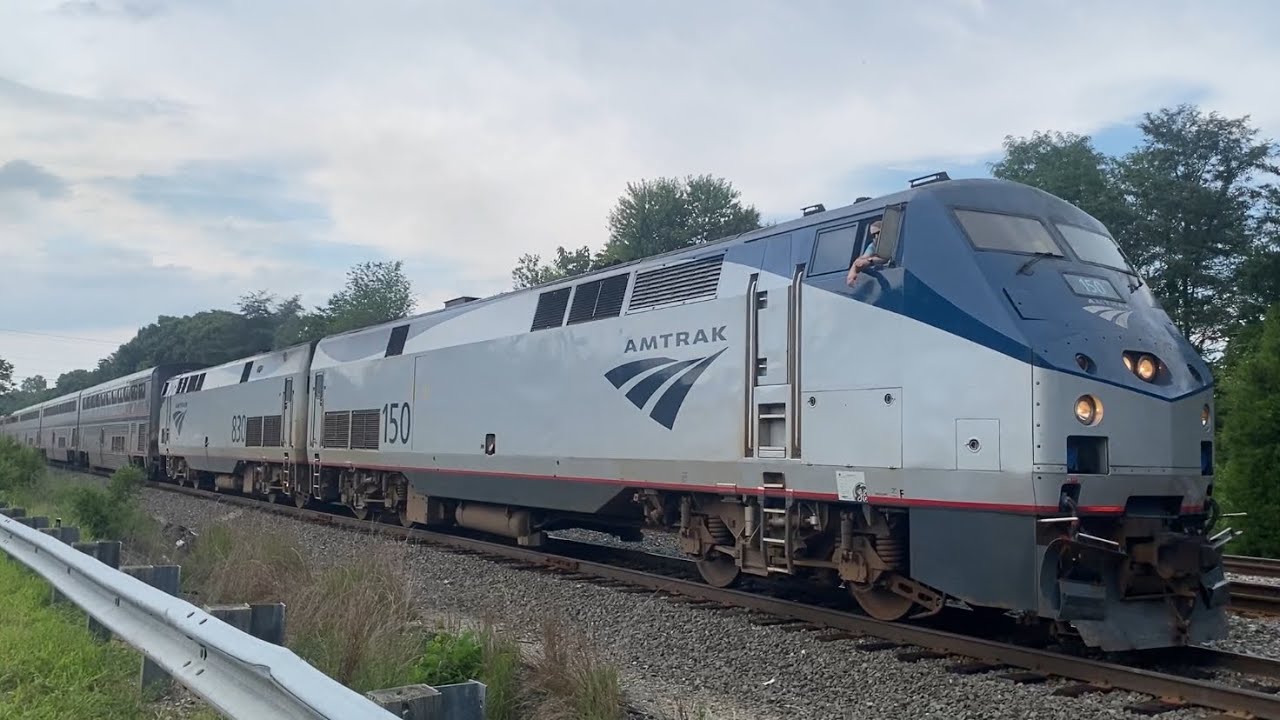 Amtrak P053 with an awesome engineer and I031-17 with a horn show! - YouTube