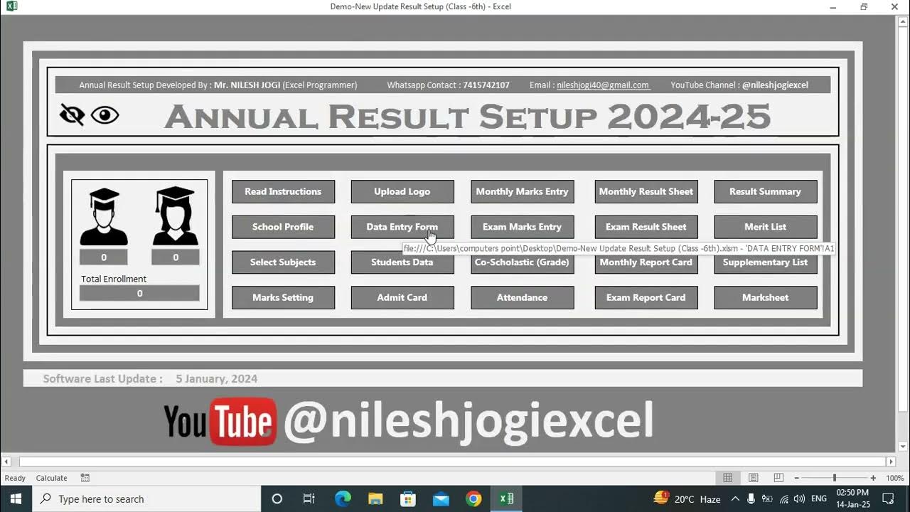 New Update Annual Result Management System For Excel-Part-2 - YouTube