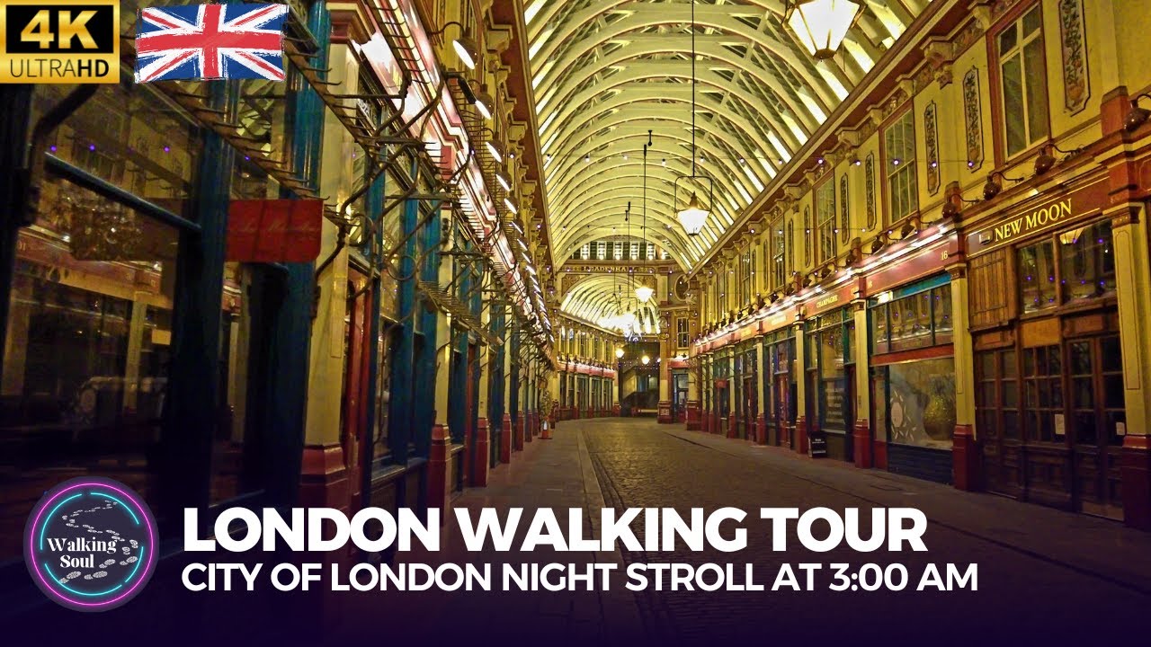 3 AM London Walk 🇬🇧 👣| Night Stroll through Financial District ...