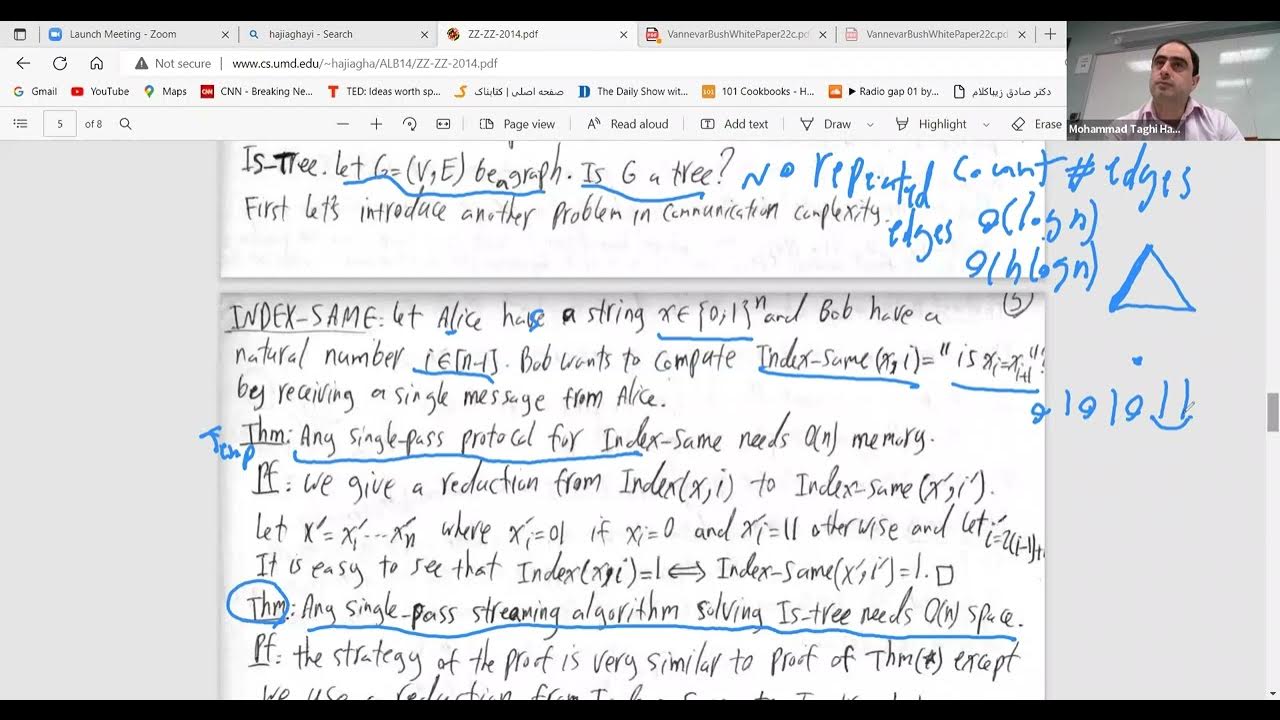 Lesson 14: Algorithmic Lower Bounds by Mohammad Hajiaghayi: Streaming Algorithms & Lower Bounds ...