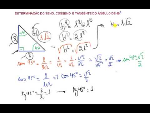 COMO CALCULAR O SENO, O COSSENO E A TANGENTE DE 45 GRAUS - YouTube