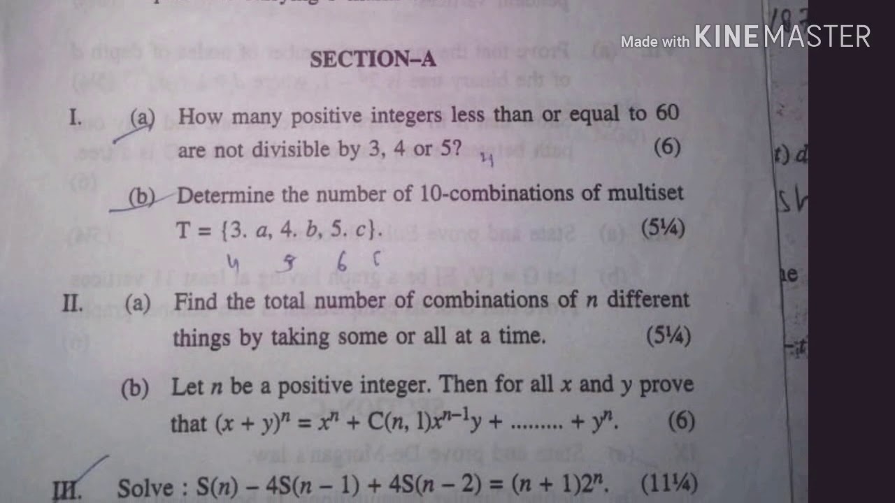 Discrete mathematics and graph theory question paper - YouTube
