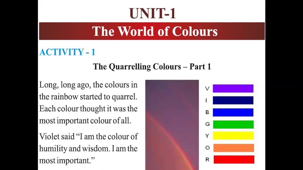 Std 6 English Chapter 1 The World of Colours - YouTube