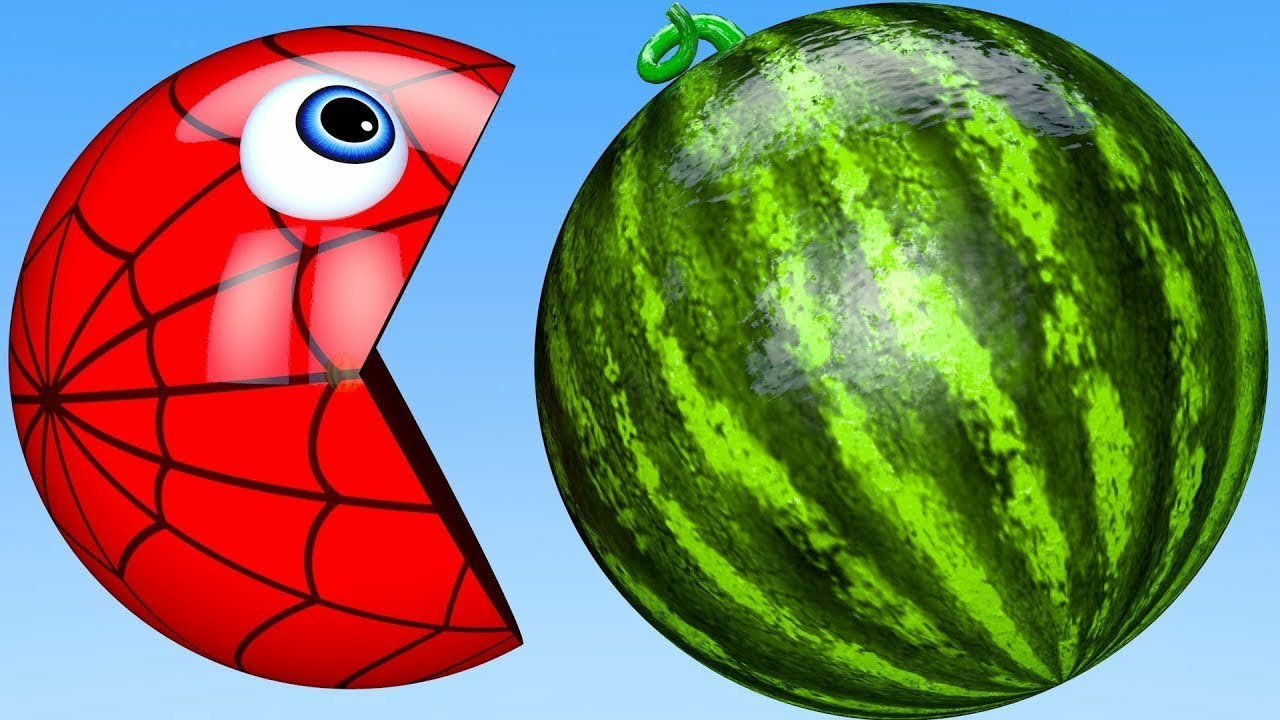 Learn Color With Pacman and Farm Watermelon Fruits For kids children ...