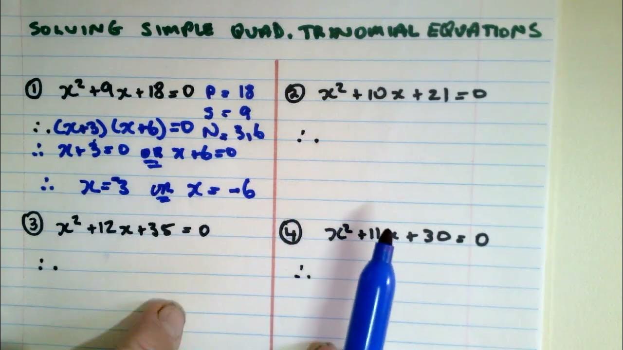 Solving Simple Quad Trinomial Equations - YouTube