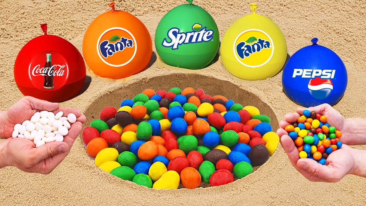 Coca Cola, Fanta, Sprite, Pepsi Balloons VS M&Ms and Mentos - YouTube