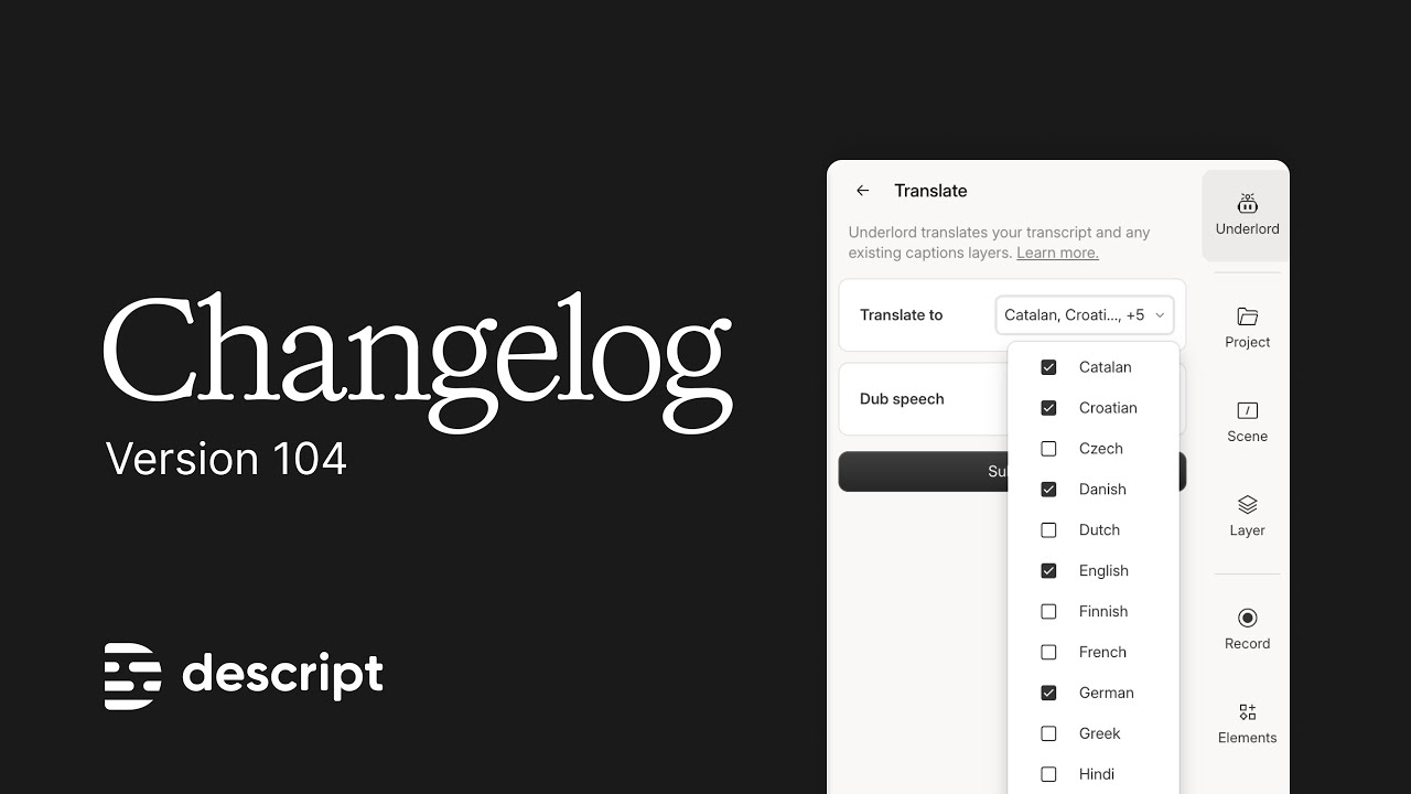 Descript Version 104 - Changelog - YouTube