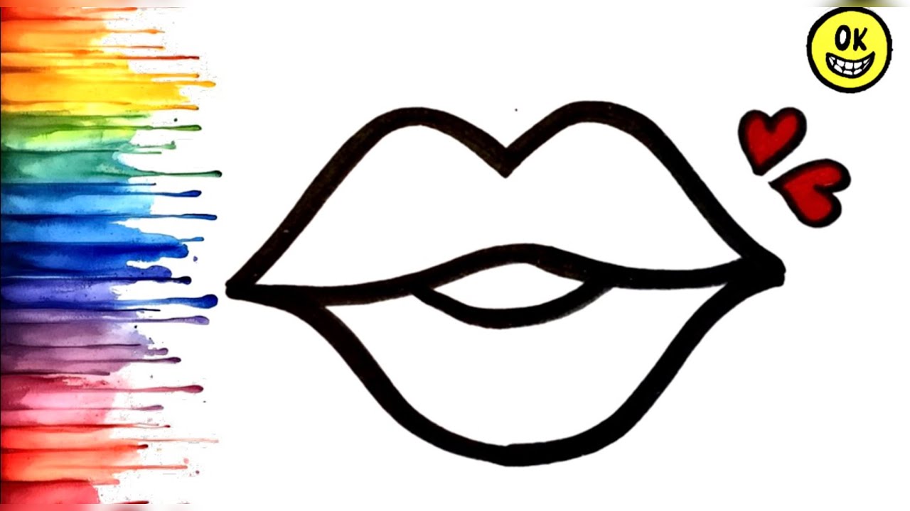 Lips 💋 Drawing, Colouring for kids, Drawing for kids, Easy Drawing for ...