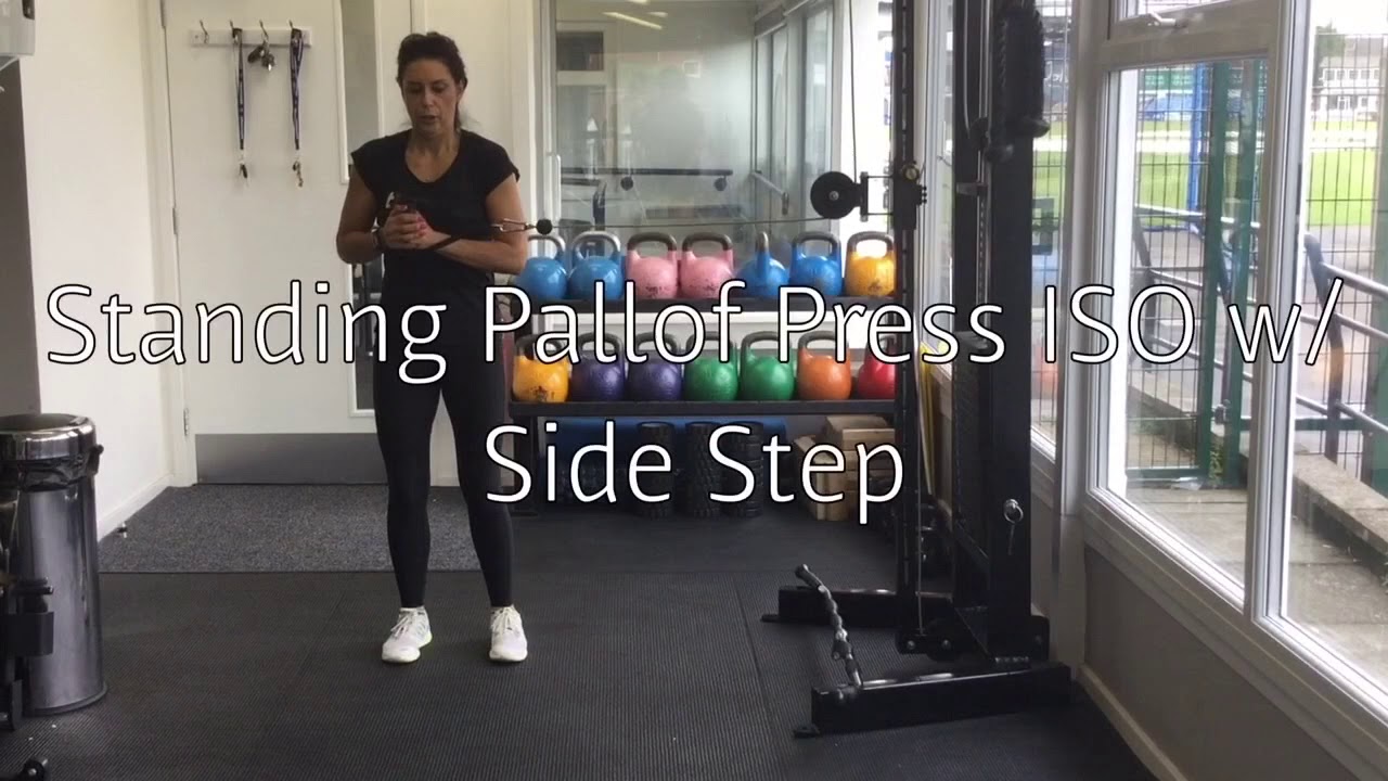 Standing Pallof Press Isometric With Side Step - YouTube