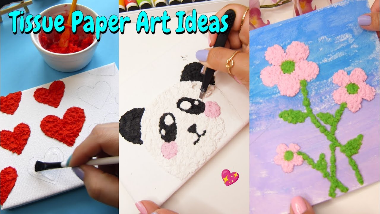 3 Tissue paper art ideas | Satisfying Art Therapy - YouTube