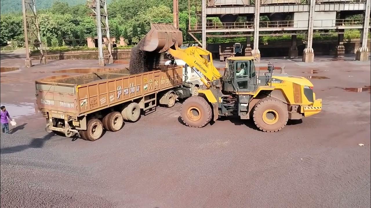Liugong CLG 886H (HST) hydrostatic wheel loader loading in plet - YouTube