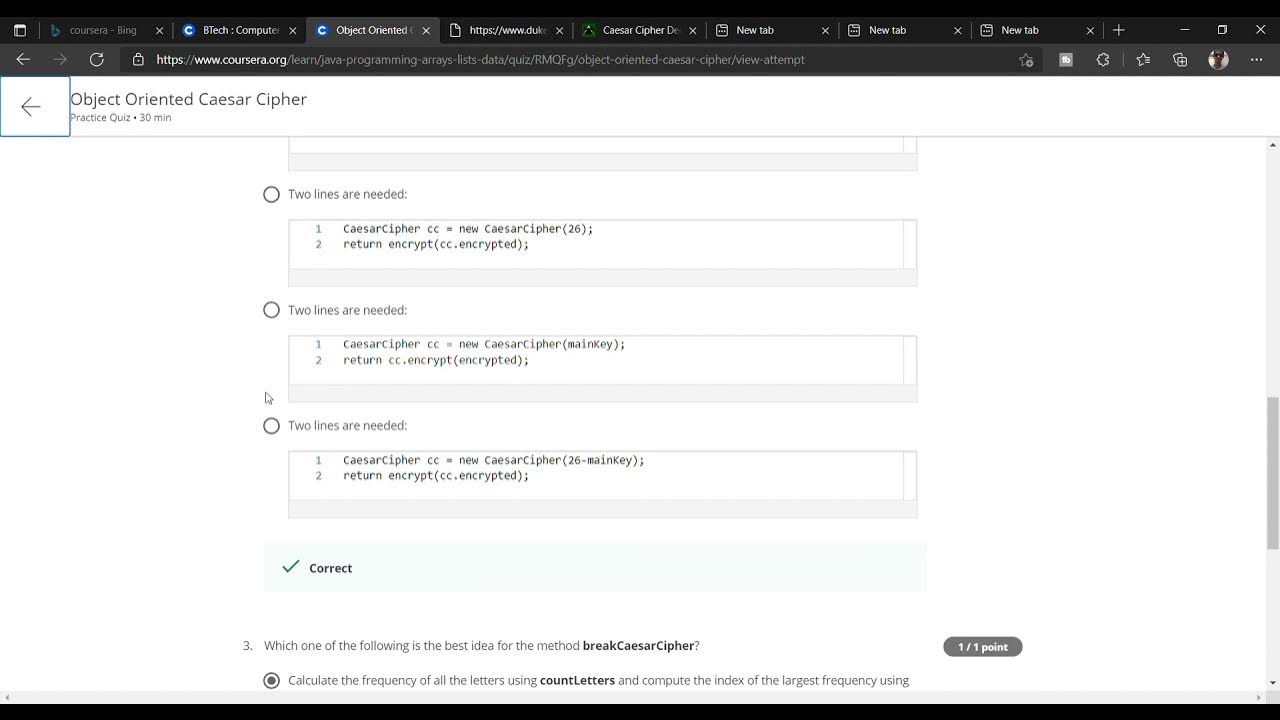 Object Oriented Caesar Cipher Coursera Part 3(week1) - YouTube