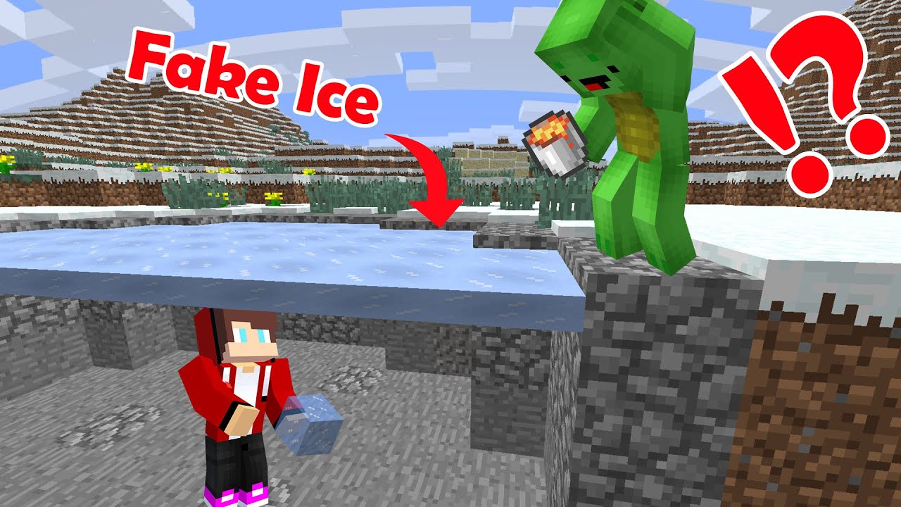 Jj Use Fake Ice To Prank Mikey In Minecraft Youtube