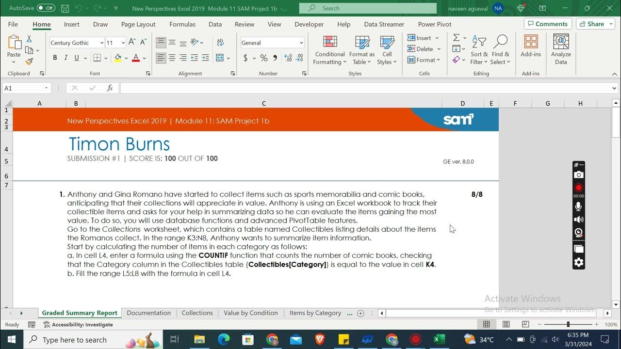 Excel Module 11 SAM Project 1b | New Perspectives Excel 2019 | Romano ...