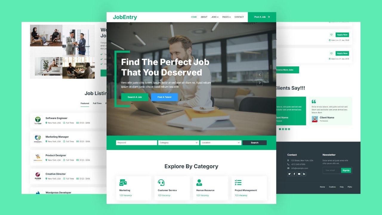 Job Portal Website Design using HTML, CSS, and JavaScript - YouTube