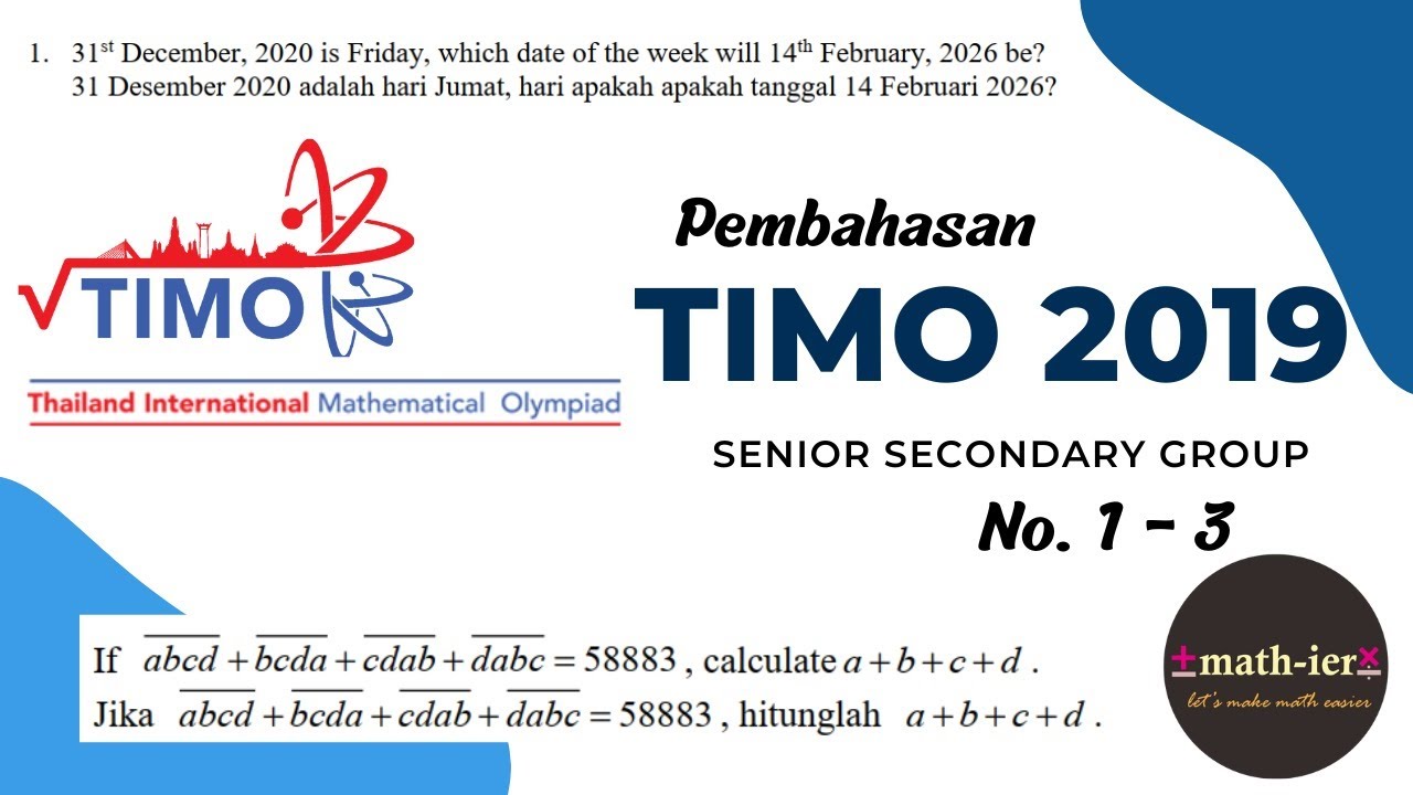 Pembahasan TIMO Senior Secondary Group No 1-3 - YouTube