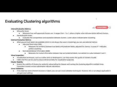 Evaluating Clustering Algorithms | Unsupervised Learning | Classification | EduQuick - YouTube