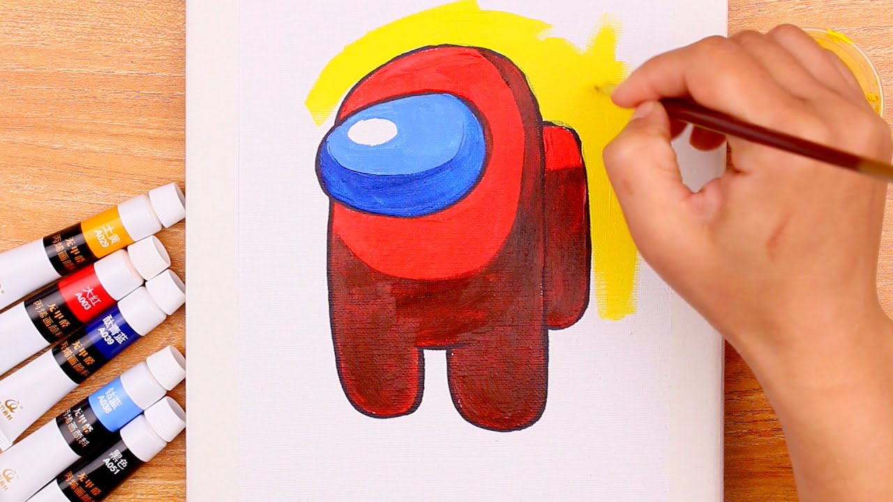 How to draw and "AMONG US" game characters /using acrylic paint - YouTube
