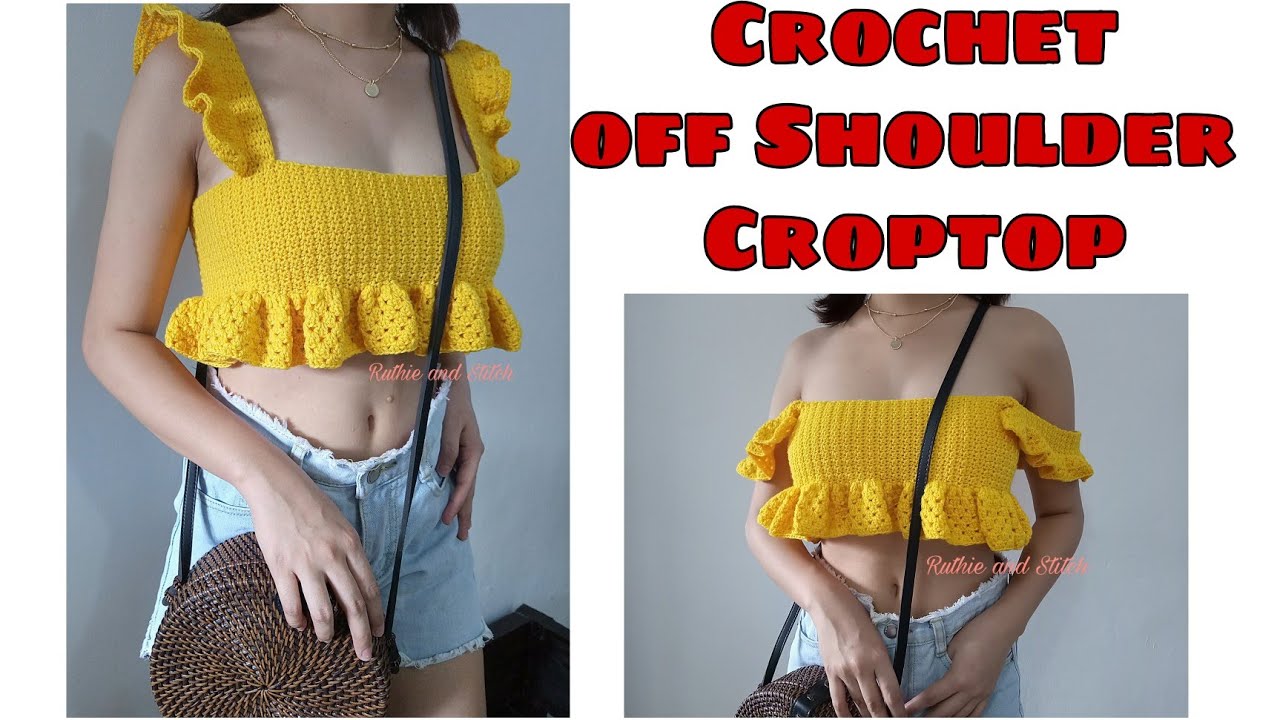 Crochet off Shoulder Crop top/ Bikini Top Summer Cover Up Tutorial ...