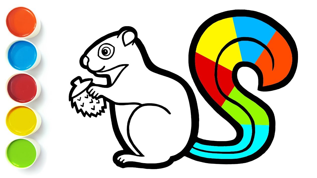🐿️ 🥭🖌️ Easy How to Draw a Squirrel kids & toddlers | Cute squirrel ...