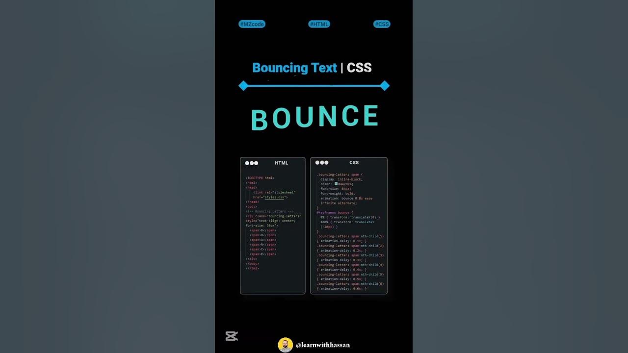 Bouncing Text Css Text Animation Using Html And Css Bouncing Text Effect Html Css
