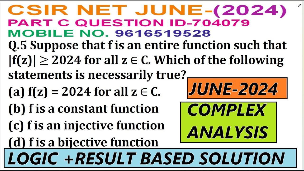 Csir Net June 2024 Part C Question Id 704079 Solutioncsir Net June 2024 Part C Complex Analysis