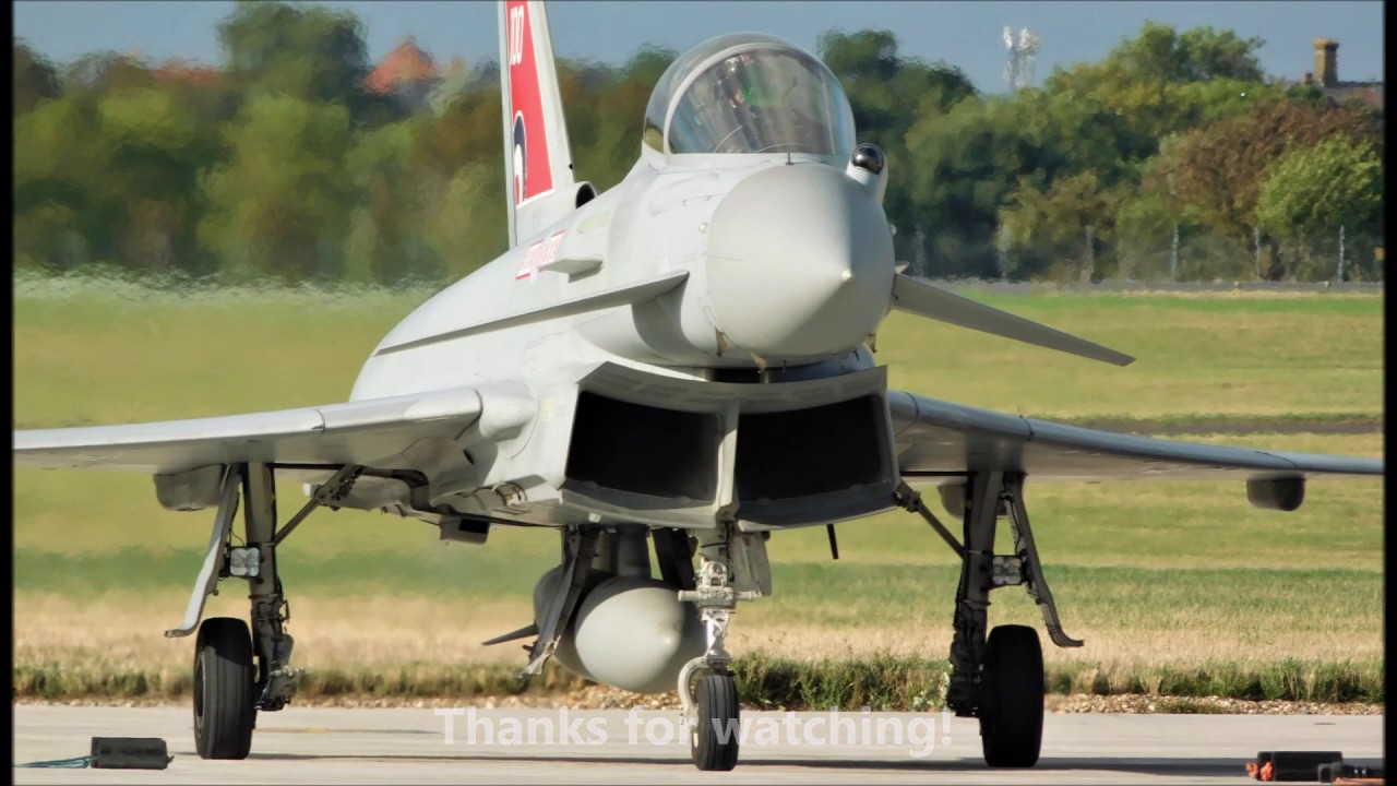 RAF 100 Typhoon Start Up & Departure From London Southend Airport - YouTube