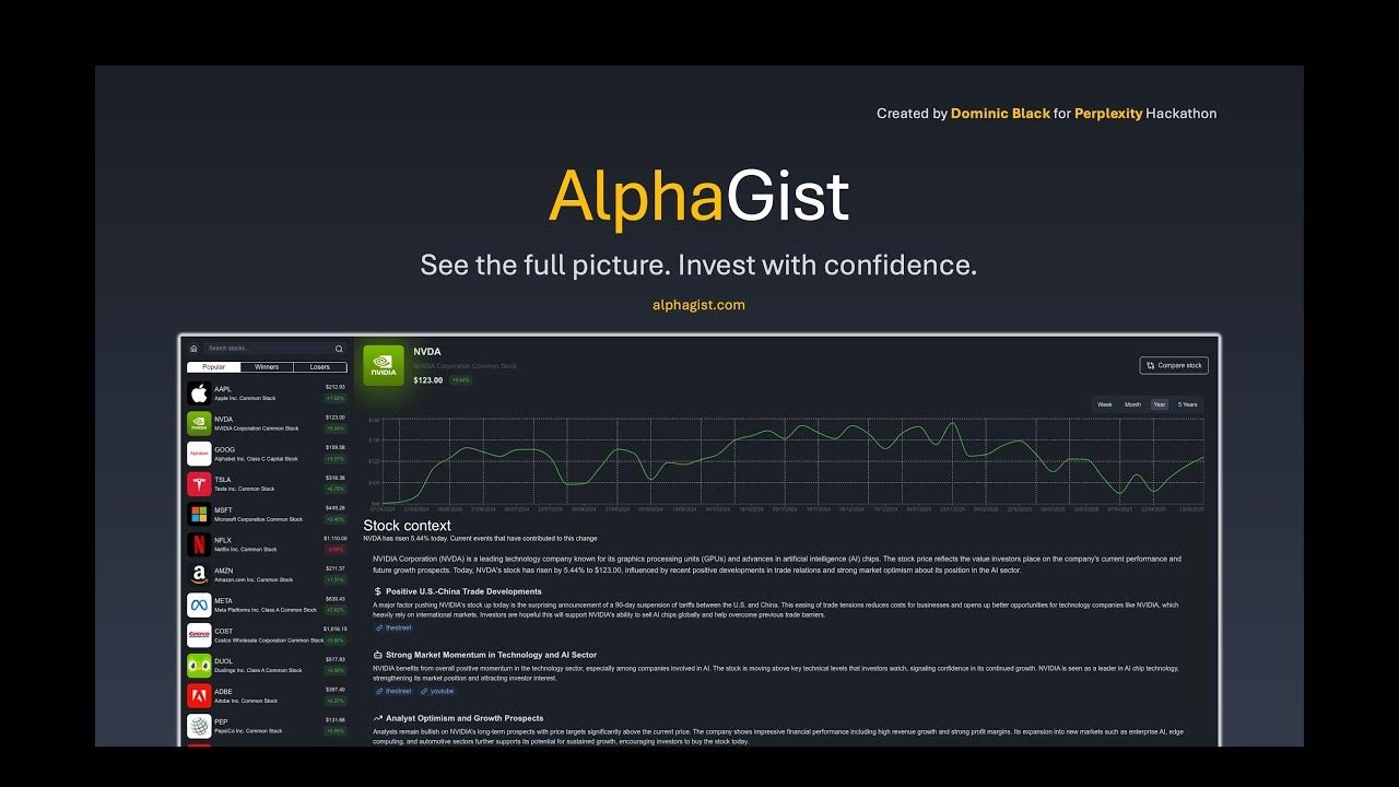 Perplexity Hackathon Submission - AlphaGist - Dominic Black - YouTube