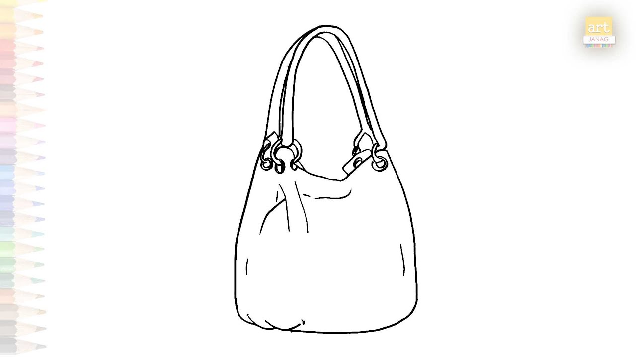 Girls fashion hand bag drawing easy | Outline art tutorial | How to ...
