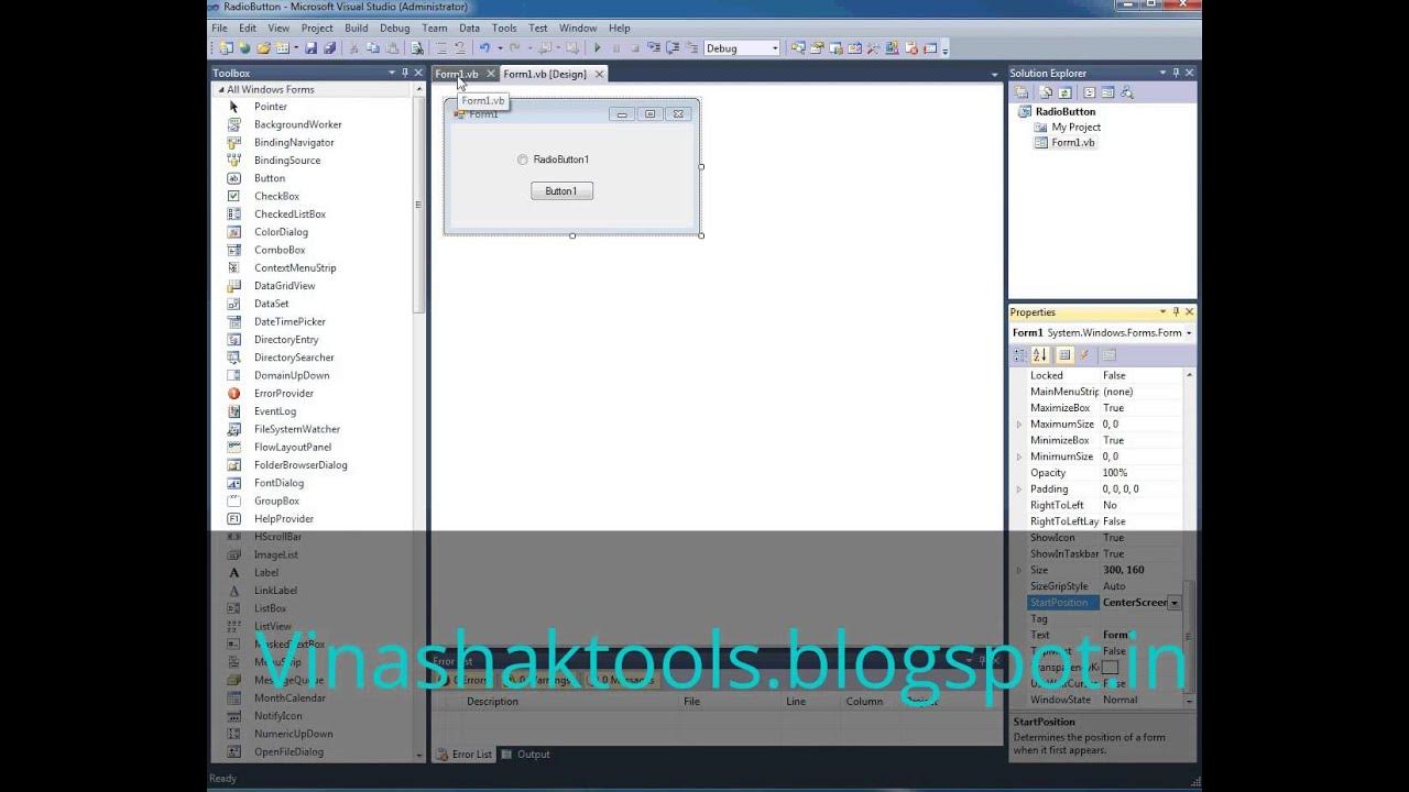 RadioButton Using Visual Basic.Net 2010 - YouTube