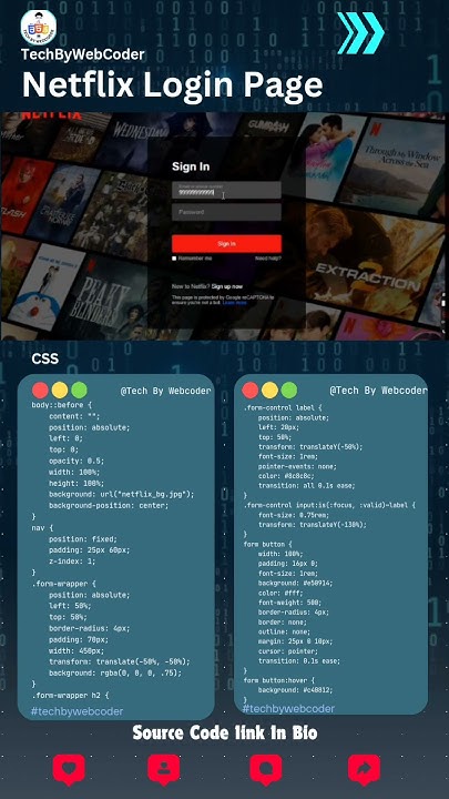 Netflix Login Page Using Html,Css And Javascript|| Source Code Link In ...