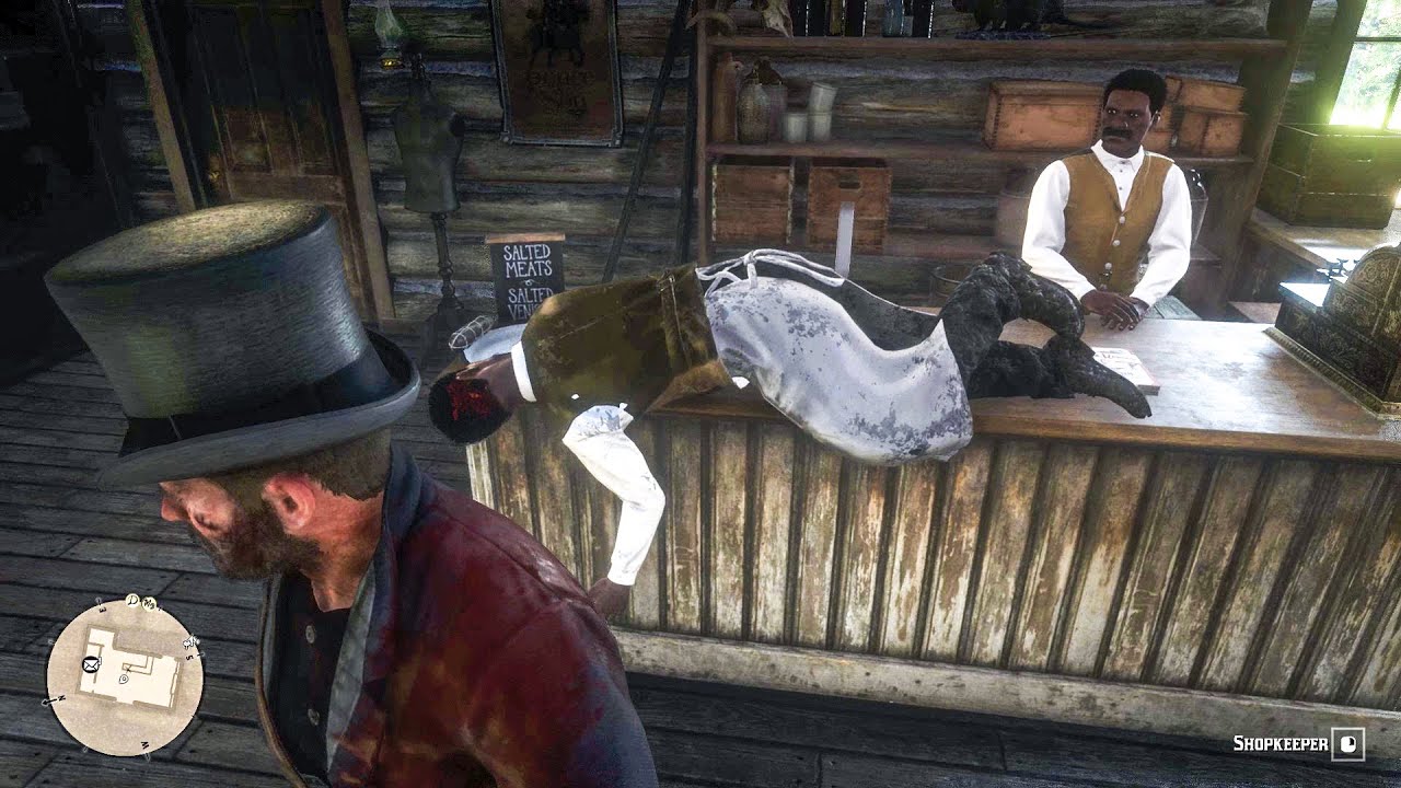 Shopkeeper sees his own dead body | RDR2 - YouTube