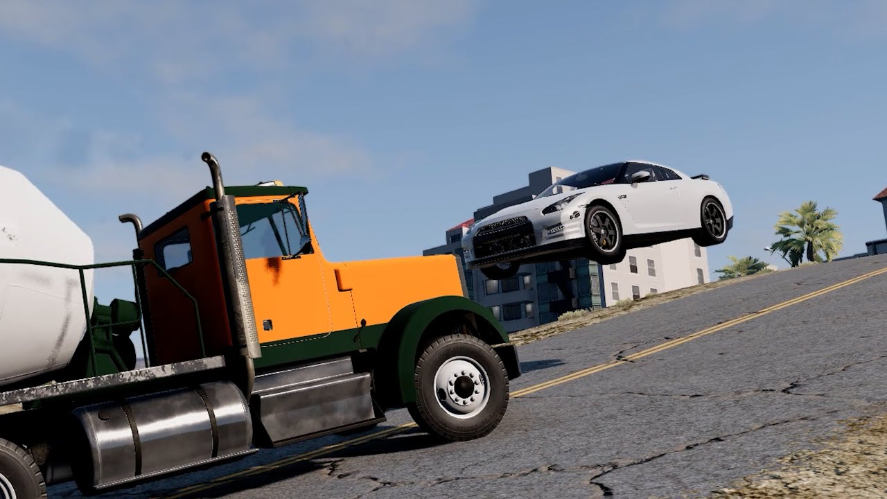 Nissan GTR FLYİNG | Realistic Car Crash BeamNG Drive - YouTube