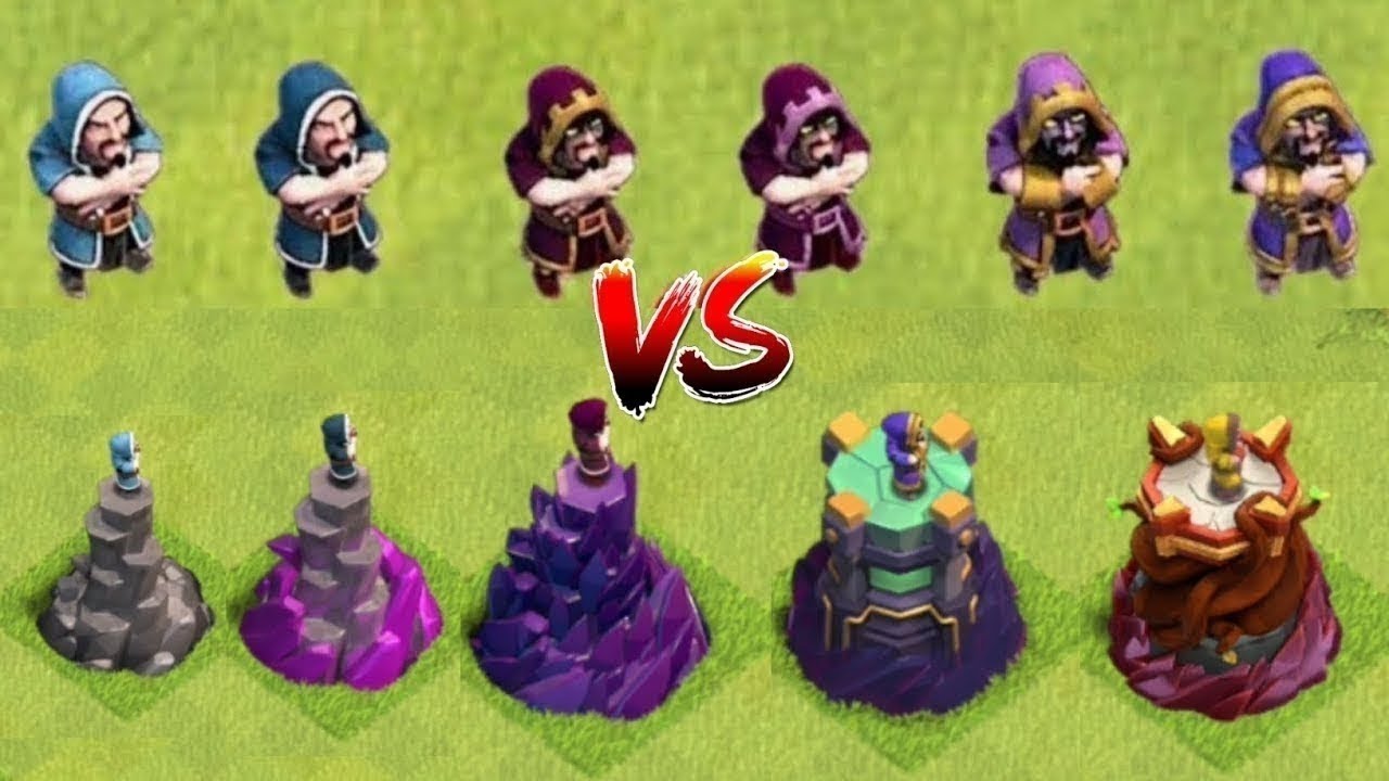 Every level wizard tower vs every level wizard base formation ...