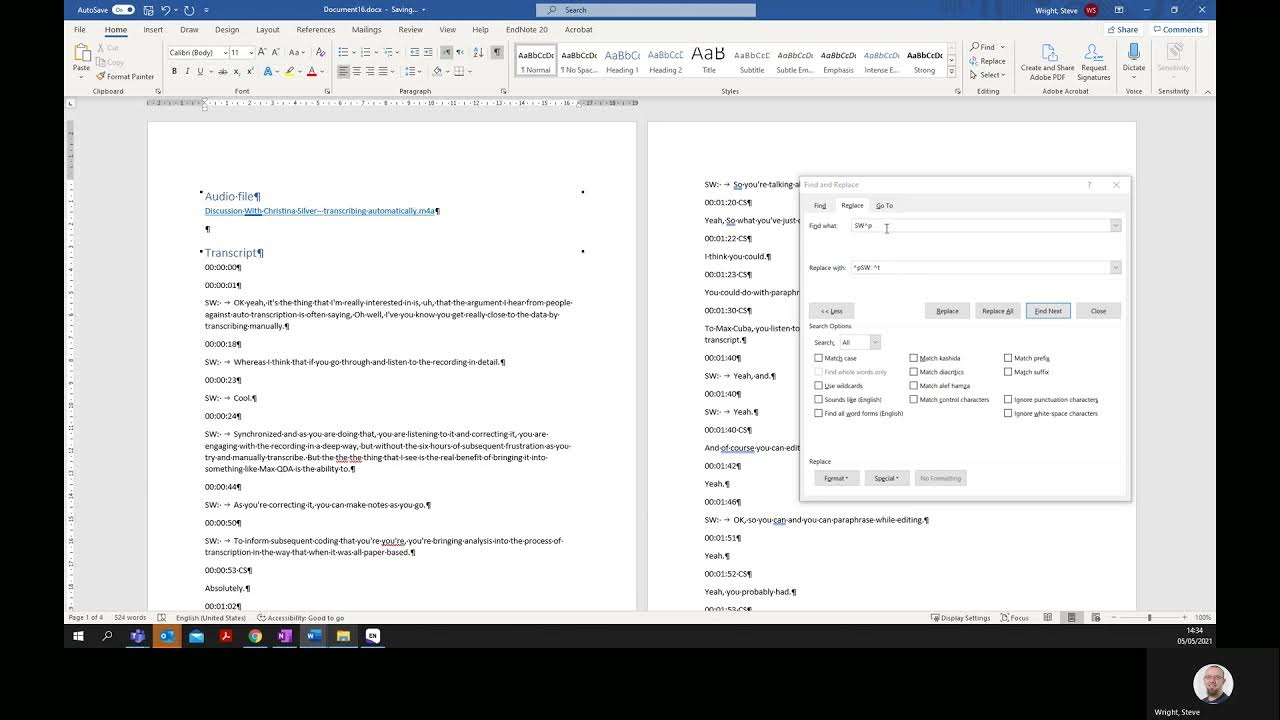 Using MS Word for transcriptions pt2 Preparing for ATLAS ti - YouTube