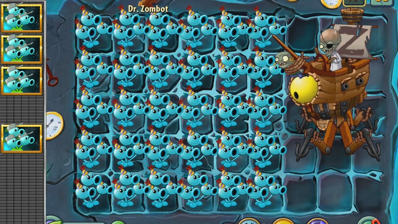 Plants vs Zombies 2 - Threepeater + Snow Pea vs Dr Zombot - YouTube