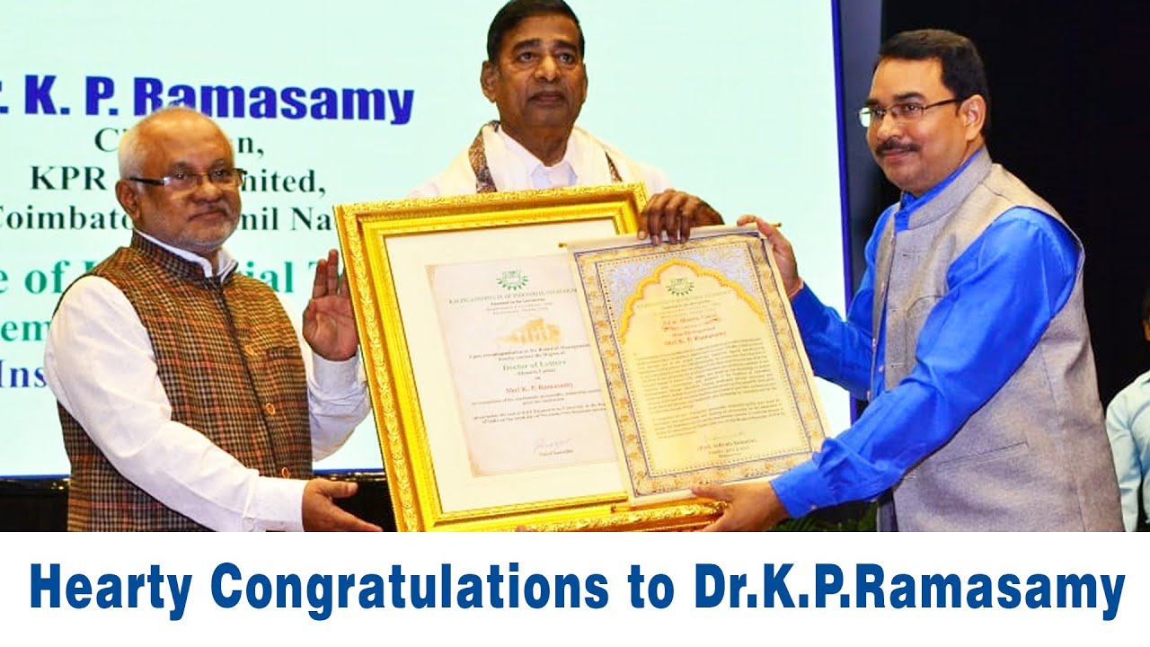 Hearty Congratulations to Dr.K.P.Ramasamy - YouTube